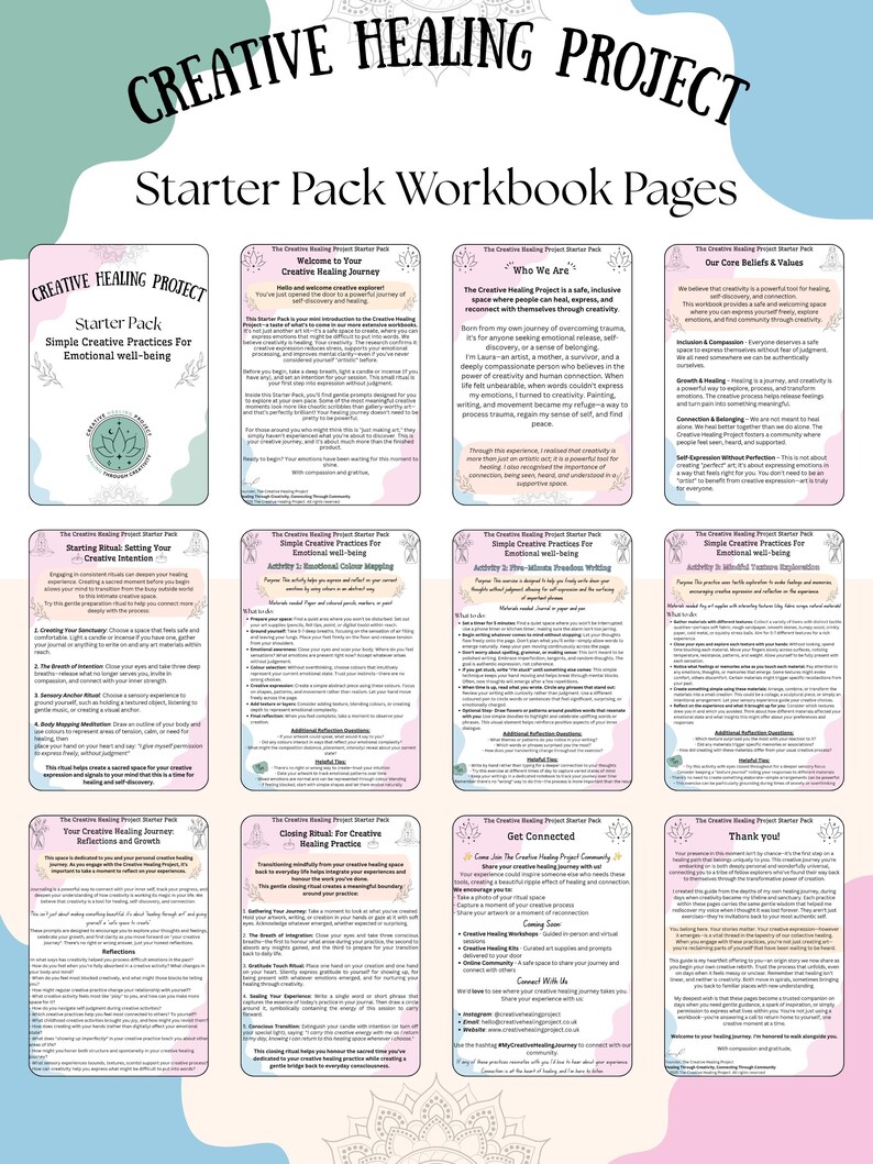 Creative Healing Workbook Starter Kit PDF | Art Therapy Journal ...