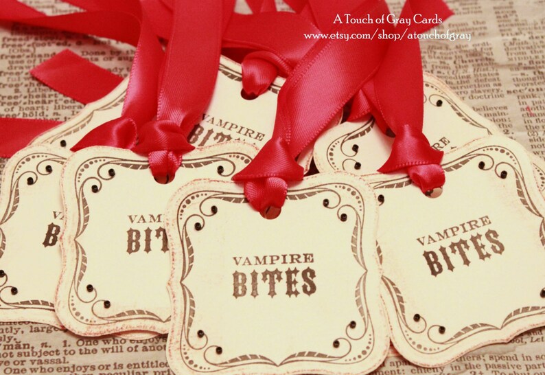 Halloween Gift Tags double Layered Vampire Bite Tags Vintage Inspired ...