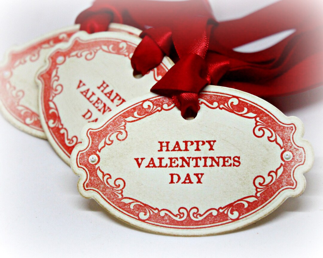 Valentine's Day Tags double Layered Happy Valentine's Day Handmade ...