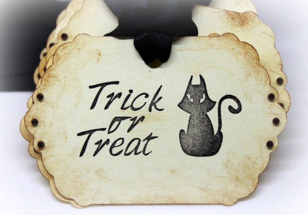 Halloween Gift Tags (double Layered) - Trick or Treat Tags - Black Cat ...