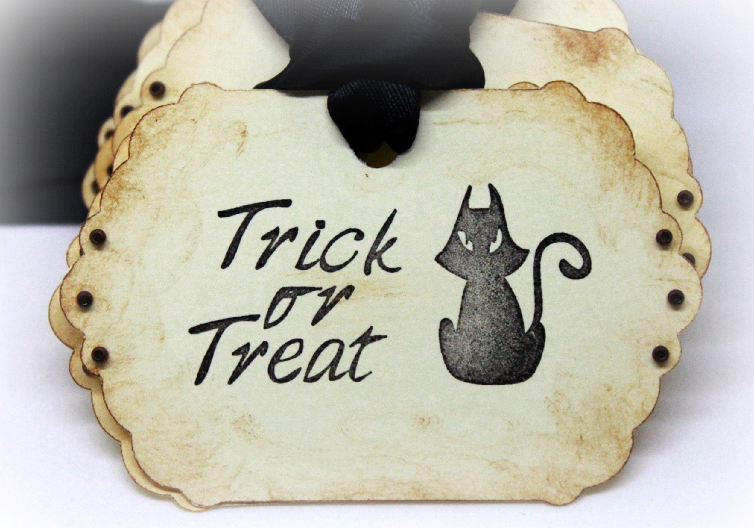Halloween Gift Tags double Layered Trick or Treat Tags Black Cat Tags ...