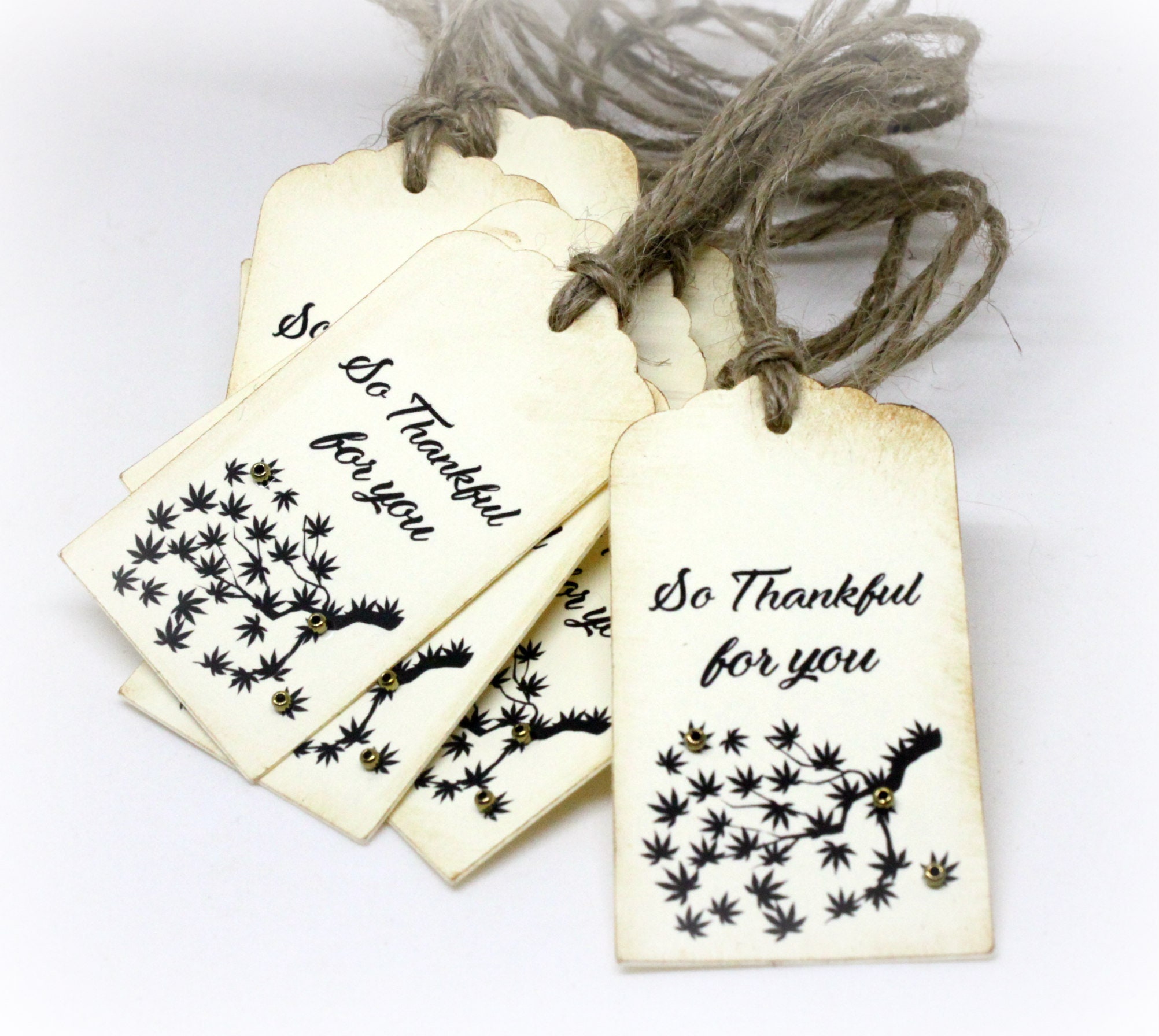 Vintage Inspired Gift Tags double Layered so Thankful for - Etsy