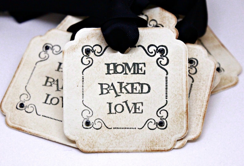 Home Baked With Love Food Label Tags double Layered - Etsy