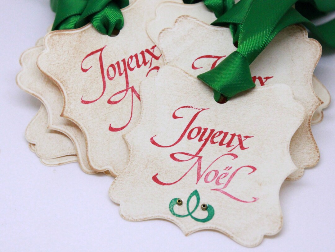 Christmas Tags (doubled Layered) - Joyeux Noel Merry Christmas French ...
