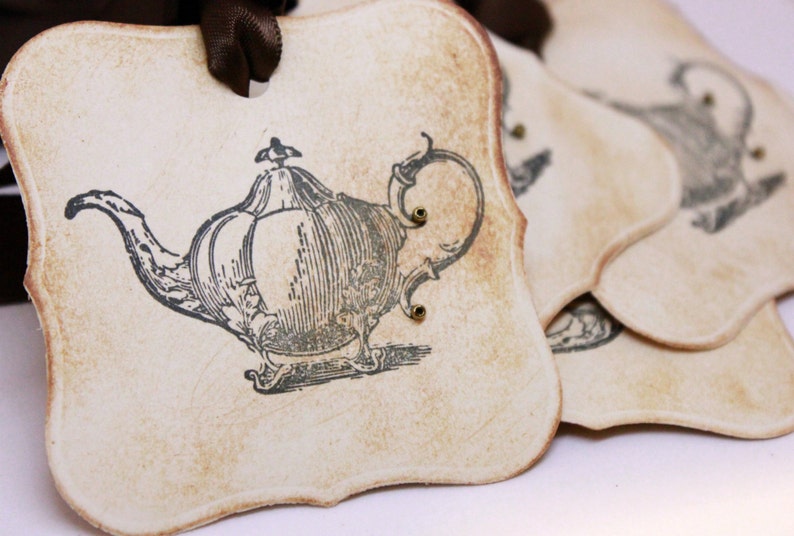Vintage Inspired Tea Pot Tags Accented With Beads (double Layered ...