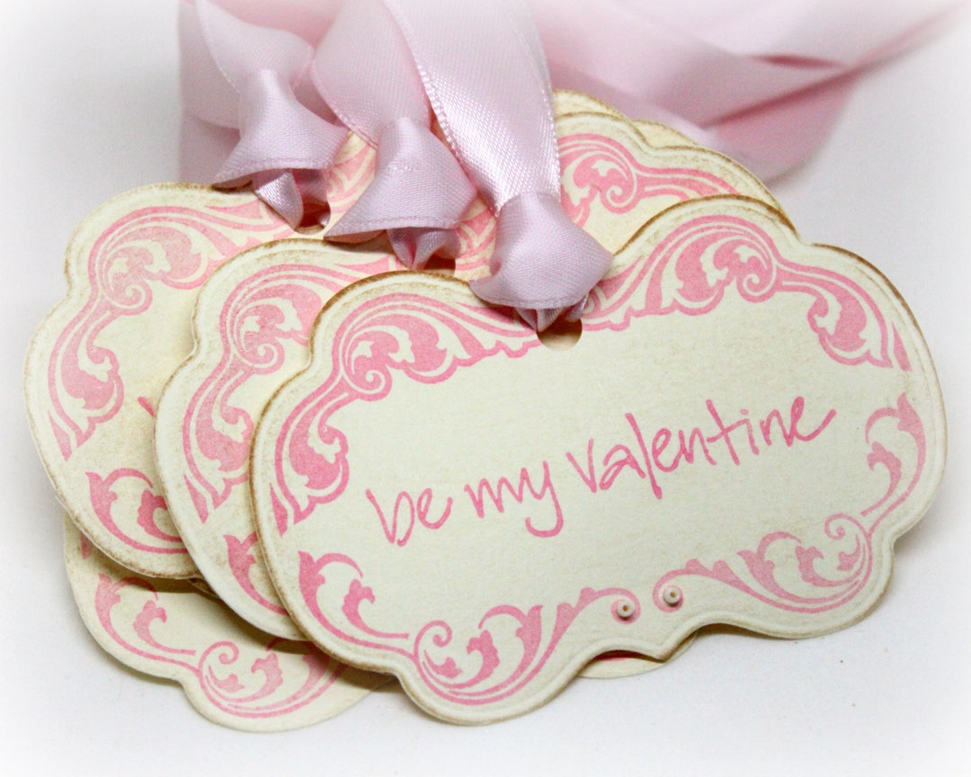 Valentine's Day Tags double Layered Be My Valentine Handmade Vintage ...
