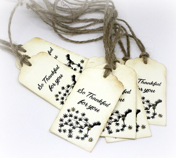 Vintage Inspired Gift Tags double Layered so Thankful for | Etsy