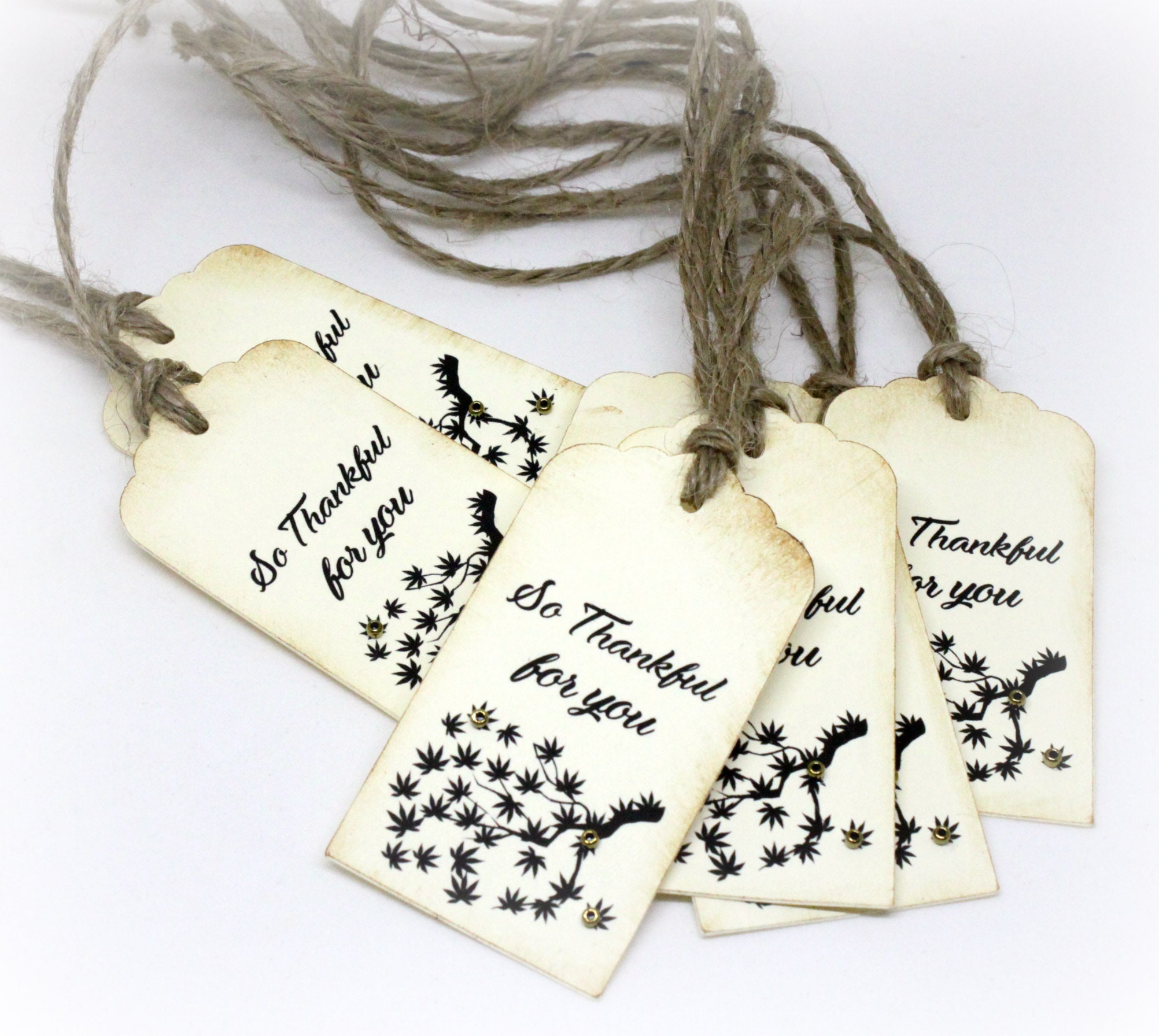 Vintage Inspired Gift Tags double Layered so Thankful for - Etsy
