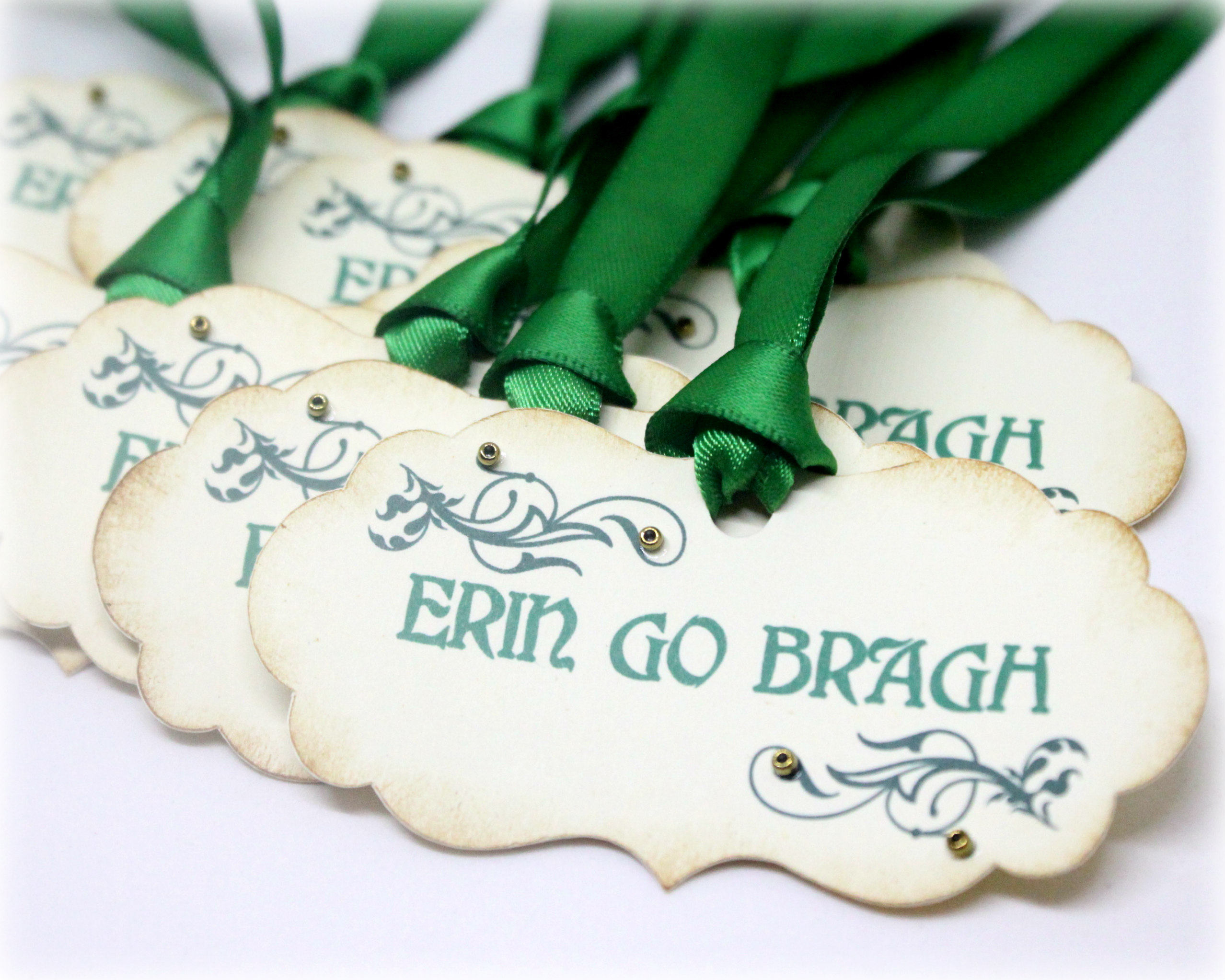 St Patrick's Day Gift Tags doubled Layered Erin Go Bragh Gaelic Labels ...