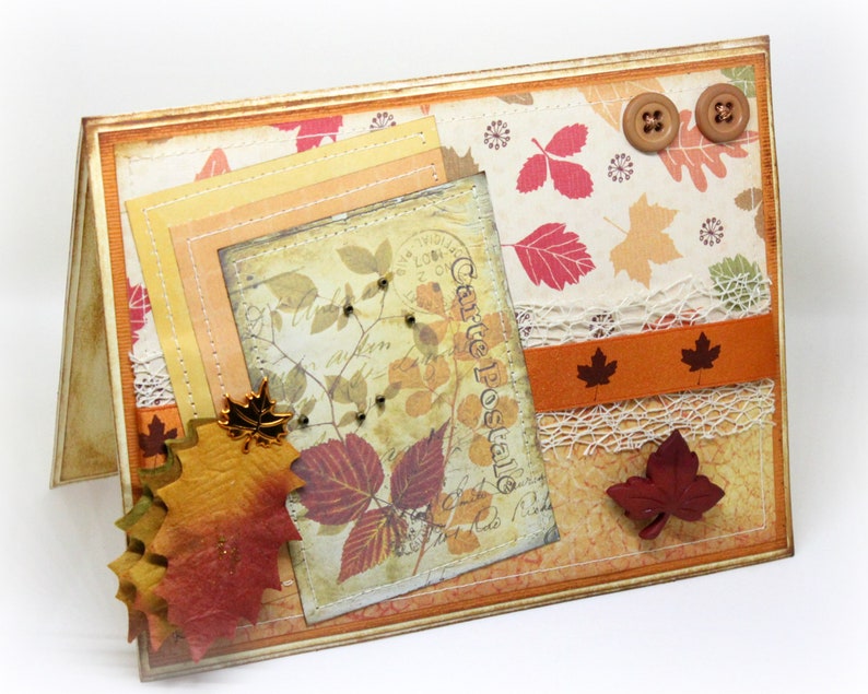 Handmade Thanksgiving Card Rustic Fall Leaf Card Blank Card Rustic Card ...