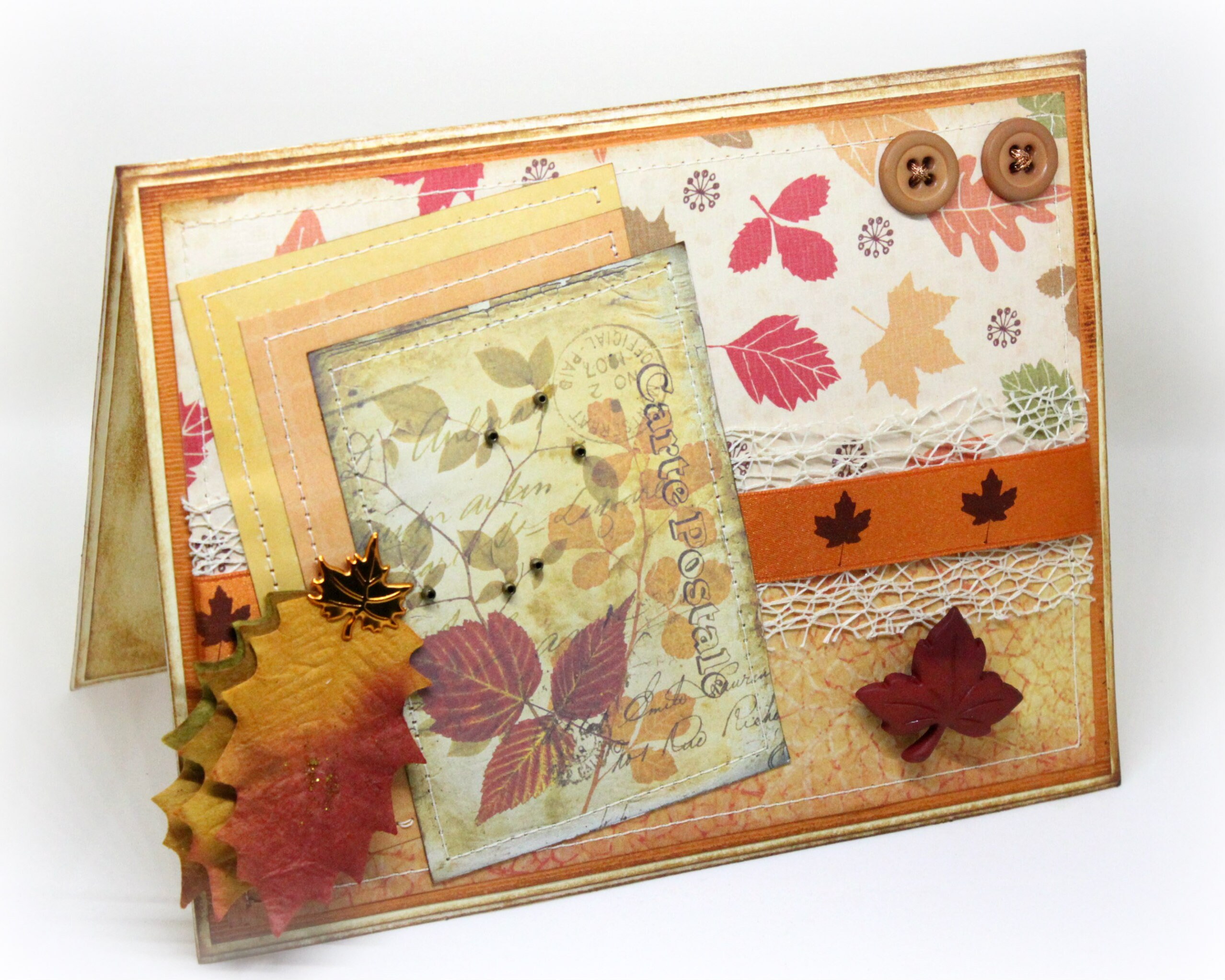 Handmade Thanksgiving Card Rustic Fall Leaf Card Blank Card Rustic Card ...