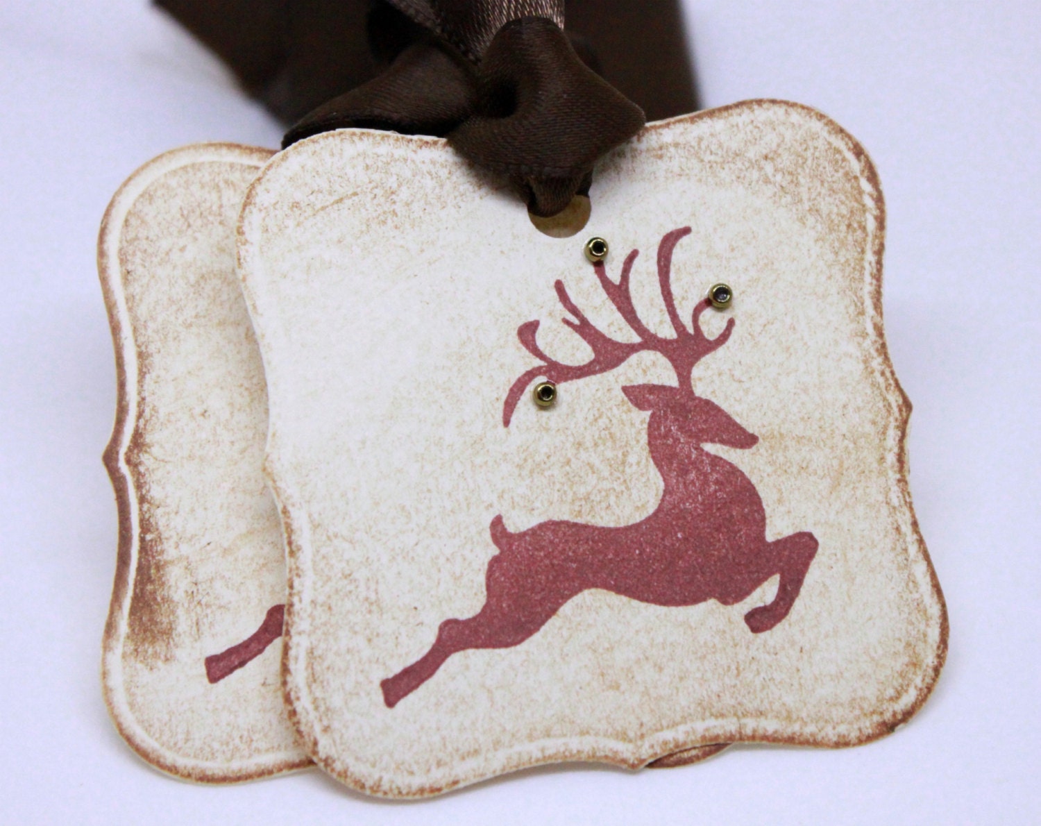 Christmas Tags doubled Layered Reindeer Gift Tags Deer Gift Tags ...