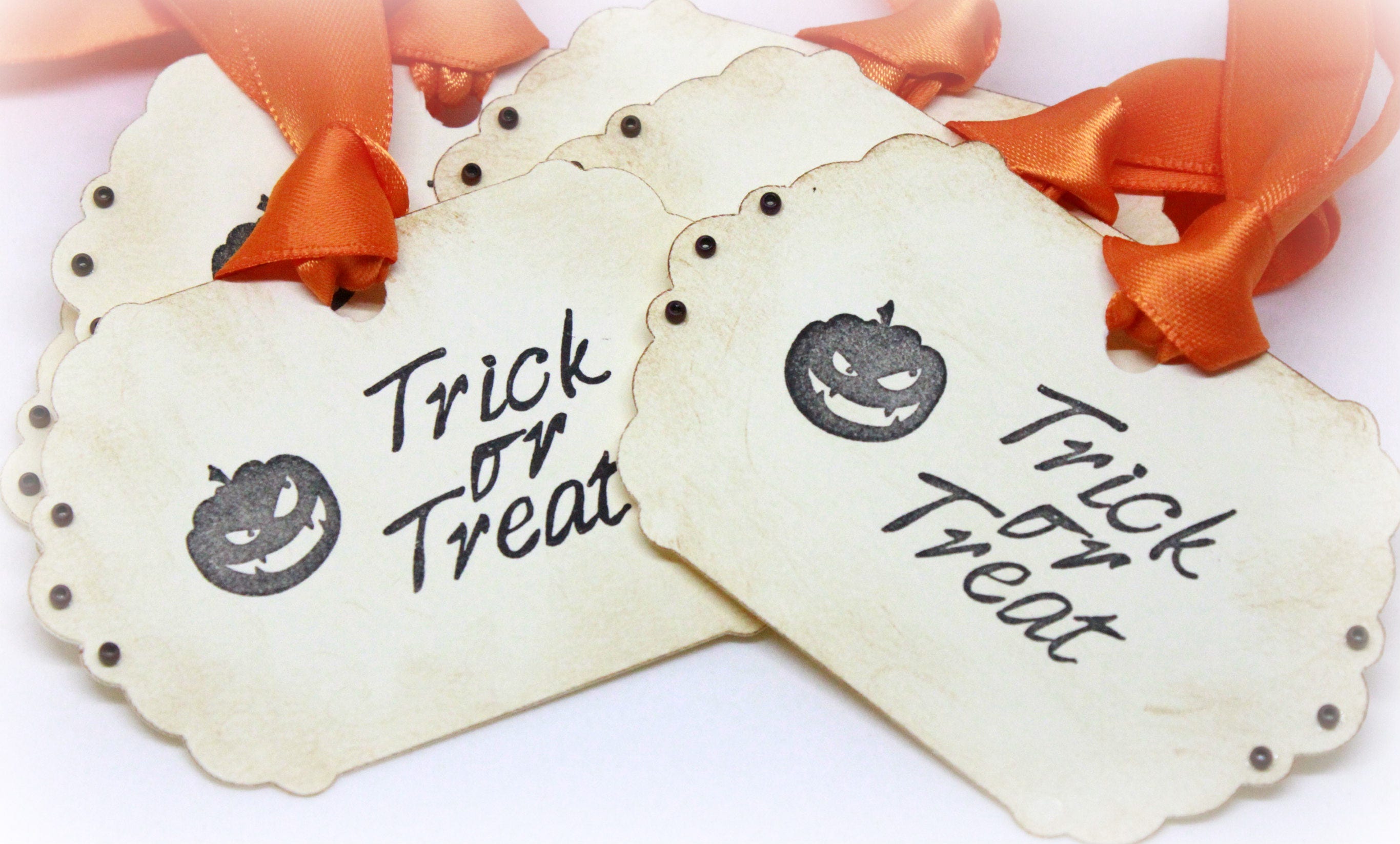 Halloween Gift Tags double Layered Trick or Treat Tags Pumpkin Tags ...