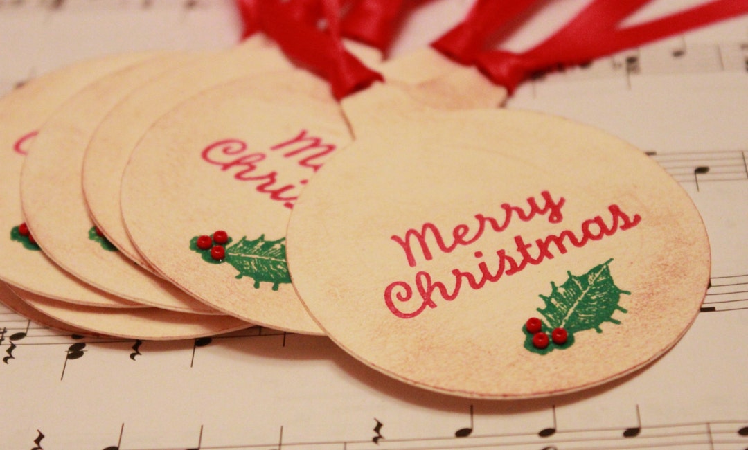 Christmas Tags (double Layered) - Merry Christmas Tags - Holly Tags ...