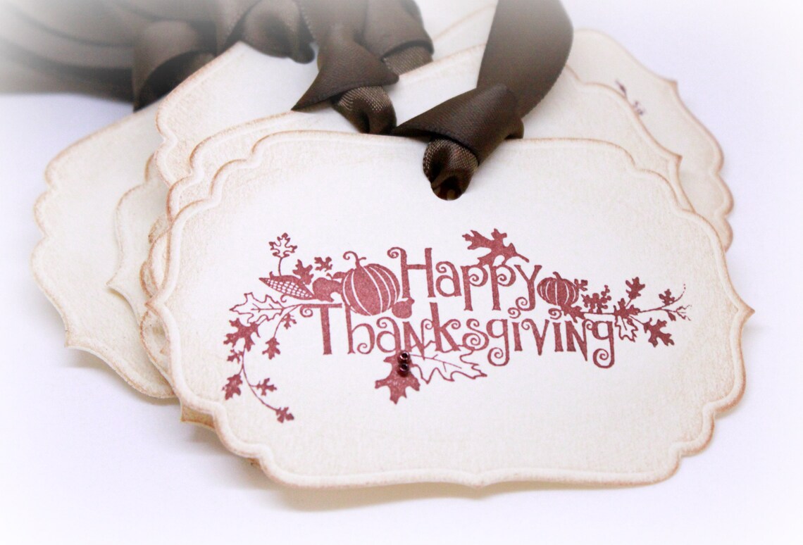 Vintage Inspired Happy Thanksgiving Gift Tags double Layered - Etsy