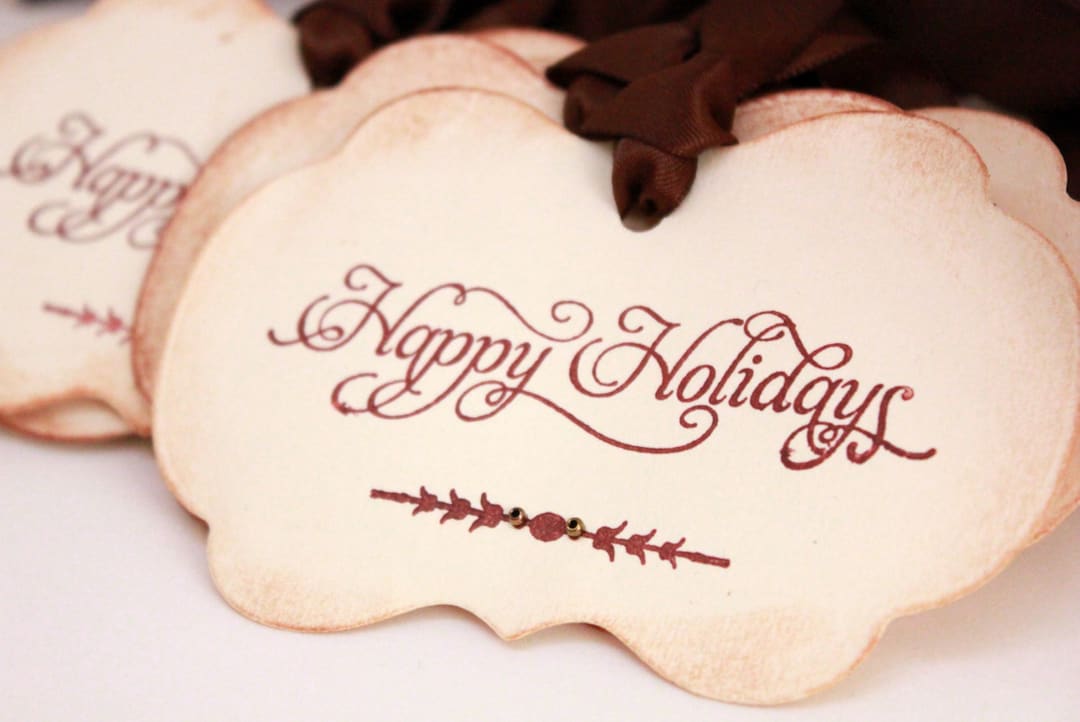 Christmas Tags (doubled Layered) - Happy Holidays - Handmade Vintage ...