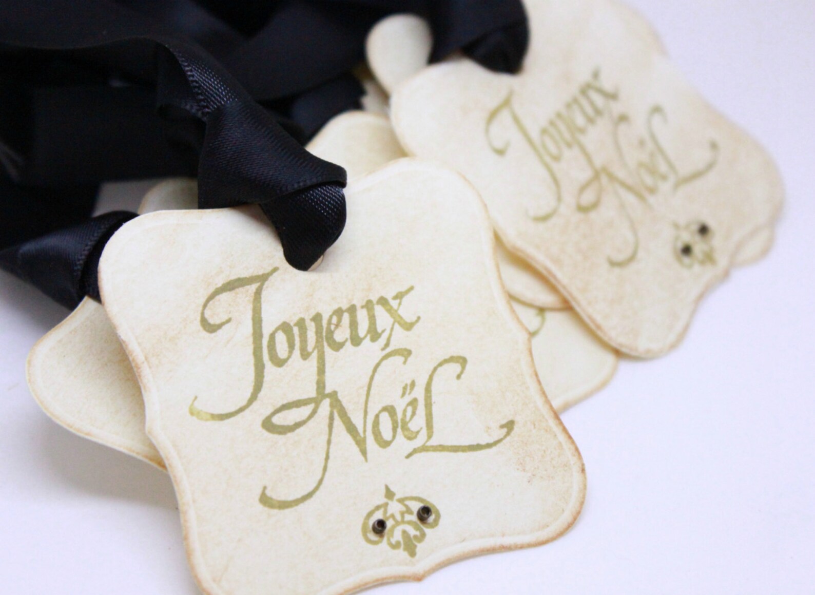 Christmas Tags (doubled Layered) - Joyeux Noel Merry Christmas French ...