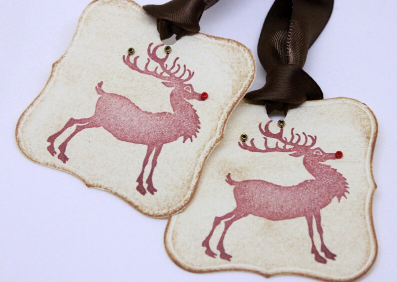 Christmas Tags doubled Layered Reindeer Gift Tags Deer Gift Tags ...