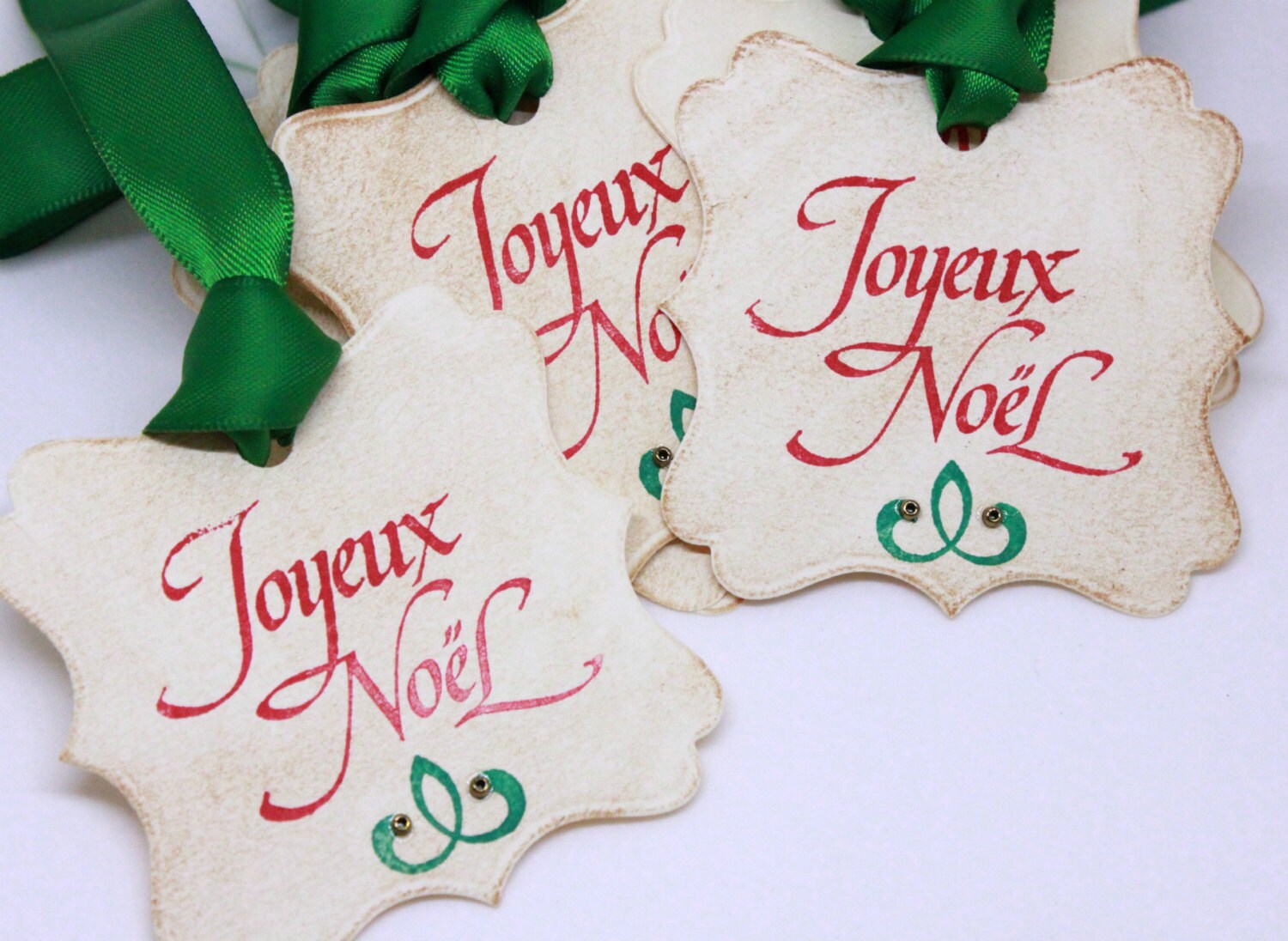 Christmas Tags doubled Layered Joyeux Noel Merry Christmas French ...
