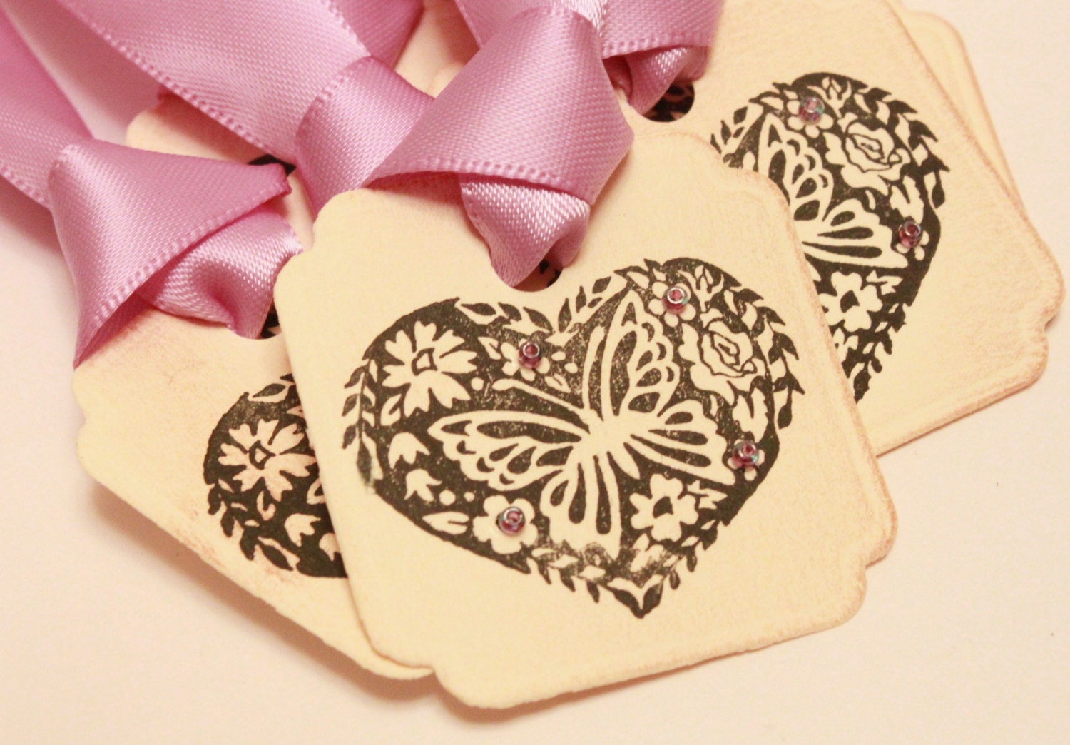 Butterfly Gift Tags (double Layered) - Ornate Heart Gift Tags Butterfly ...