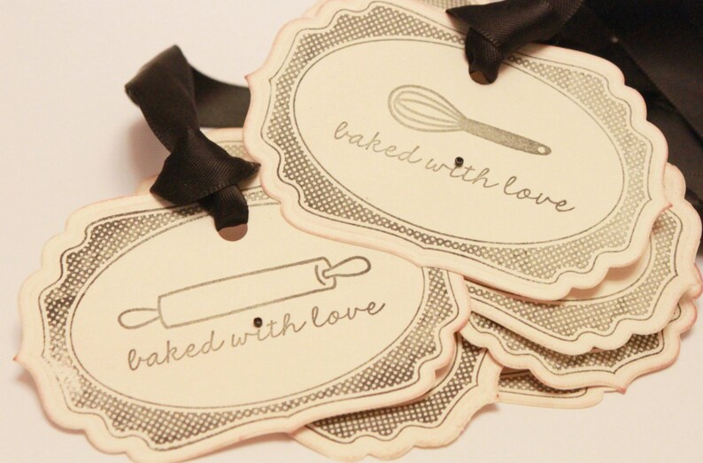 Baked With Love Food Label Tags double Layered Vintage Food Label Tags ...