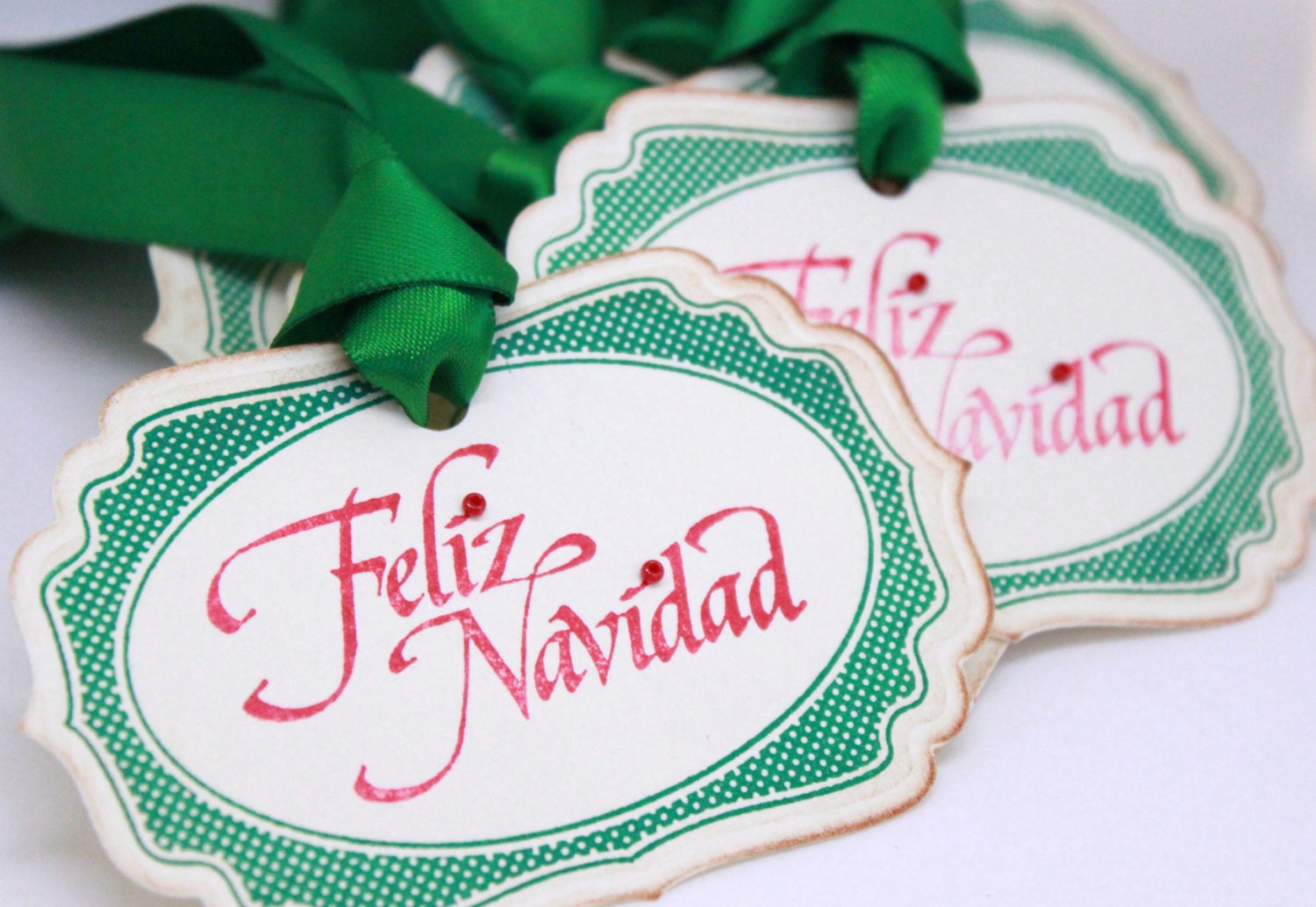 Christmas Tags doubled Layered Feliz Navidad Tags - Etsy