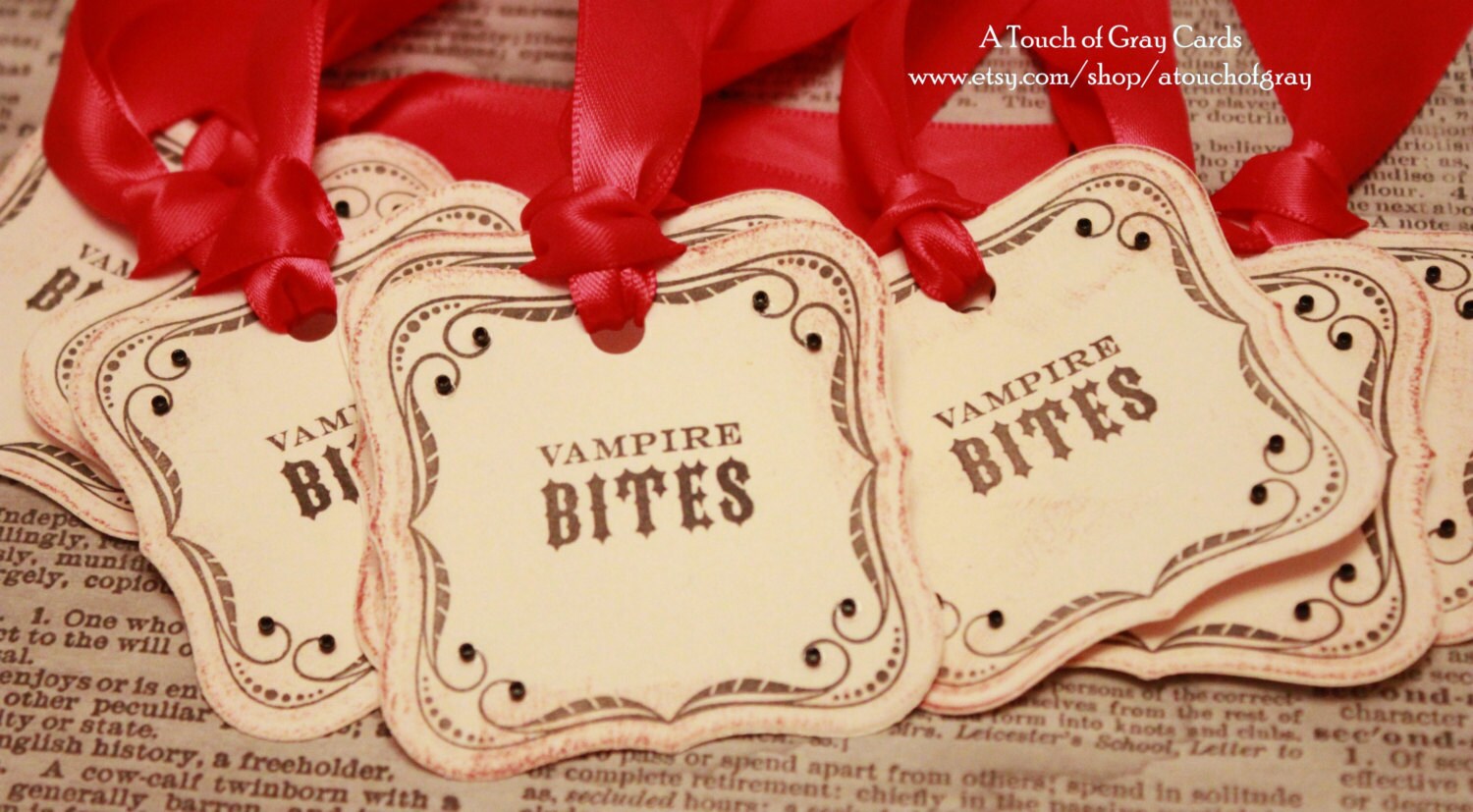 Halloween Gift Tags (double Layered) - Vampire Bite Tags - Vintage ...