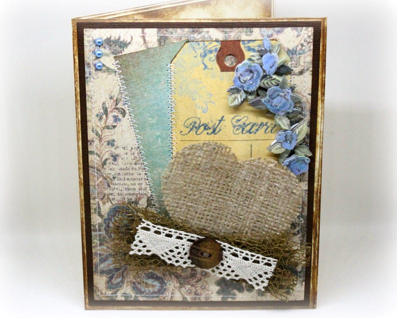 Valentine's Day Card - Burlap Valentine Handmade Card - Country Chic ...