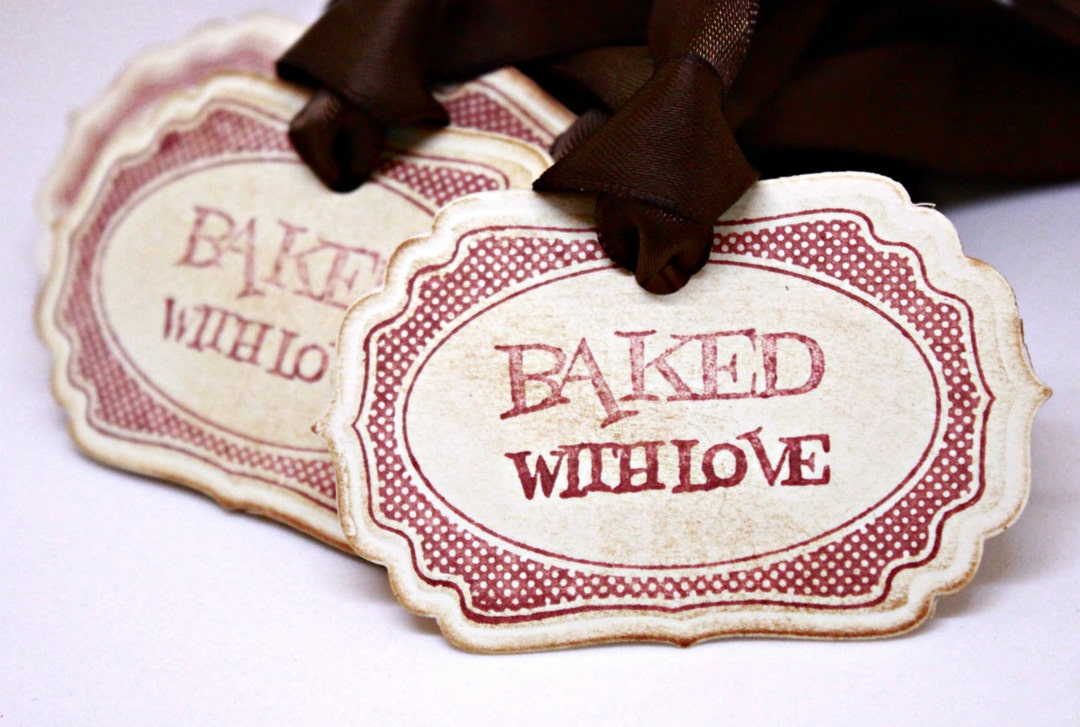 Baked With Love Food Label Tags (double Layered) - Vintage Food Label ...