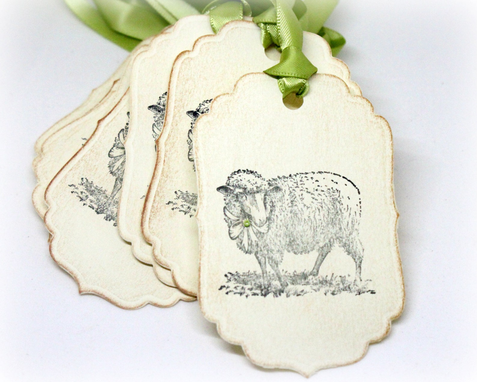 Easter Gift Tags double Layered Handmade Lamb Hang Tags Sheep Vintage ...