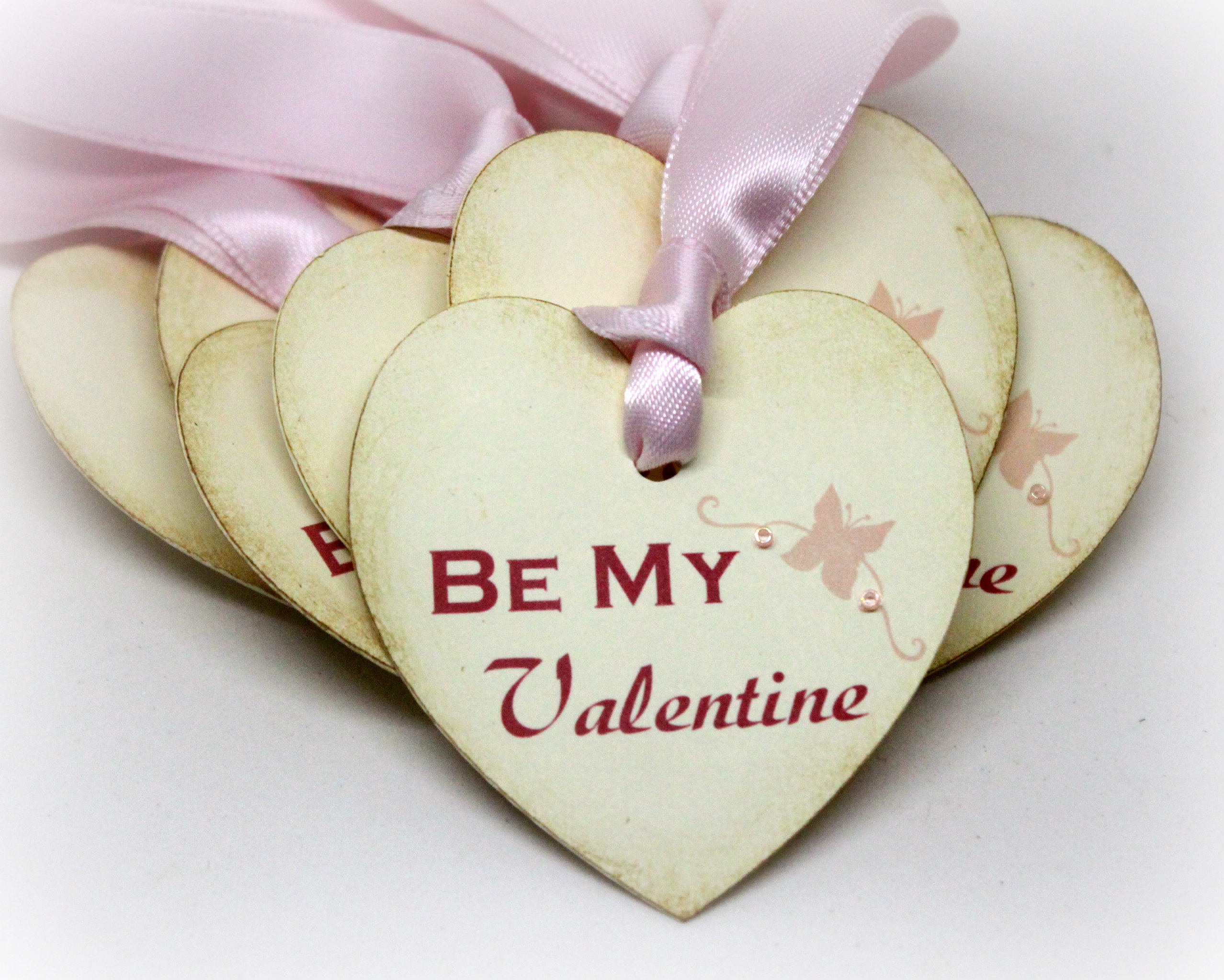 Valentine's Day Tags double Layered Be My Valentine Gift Tags Heart ...