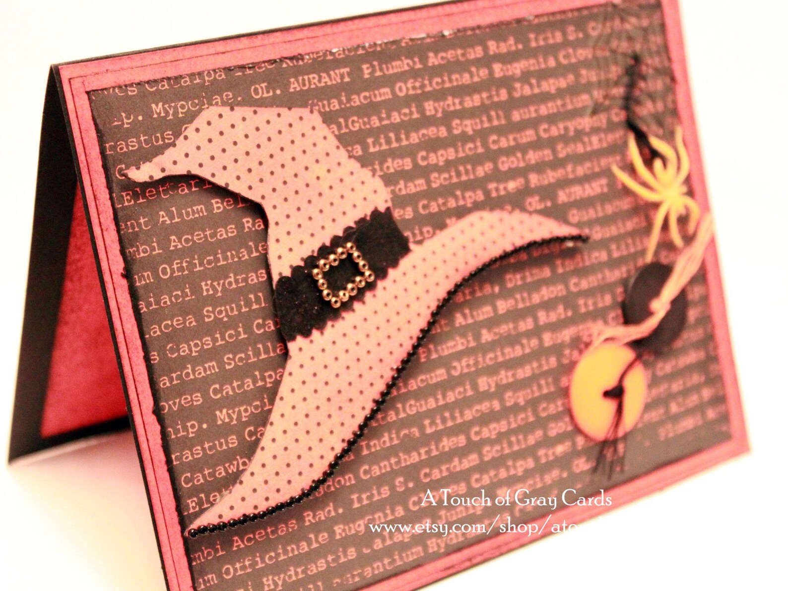 Halloween Card - Witch's Recipe Book - Handmade Witch Hat Halloween ...
