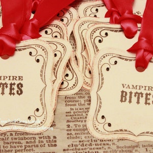 Halloween Gift Tags (double Layered) - Vampire Bite Tags - Vintage ...