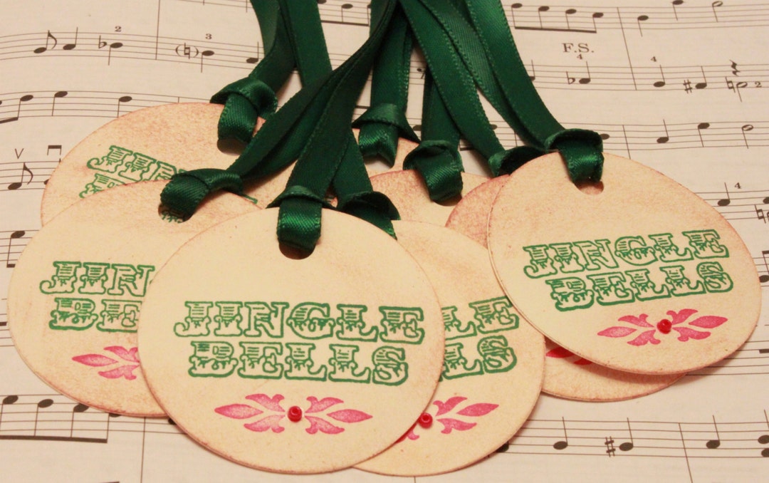 Christmas Tags (doubled Layered) - Jingle Bells Tags - Handmade Vintage ...