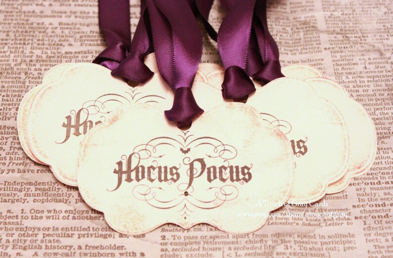 Halloween Gift Tags double Layered Hocus Pocus Tags Vintage Inspired ...