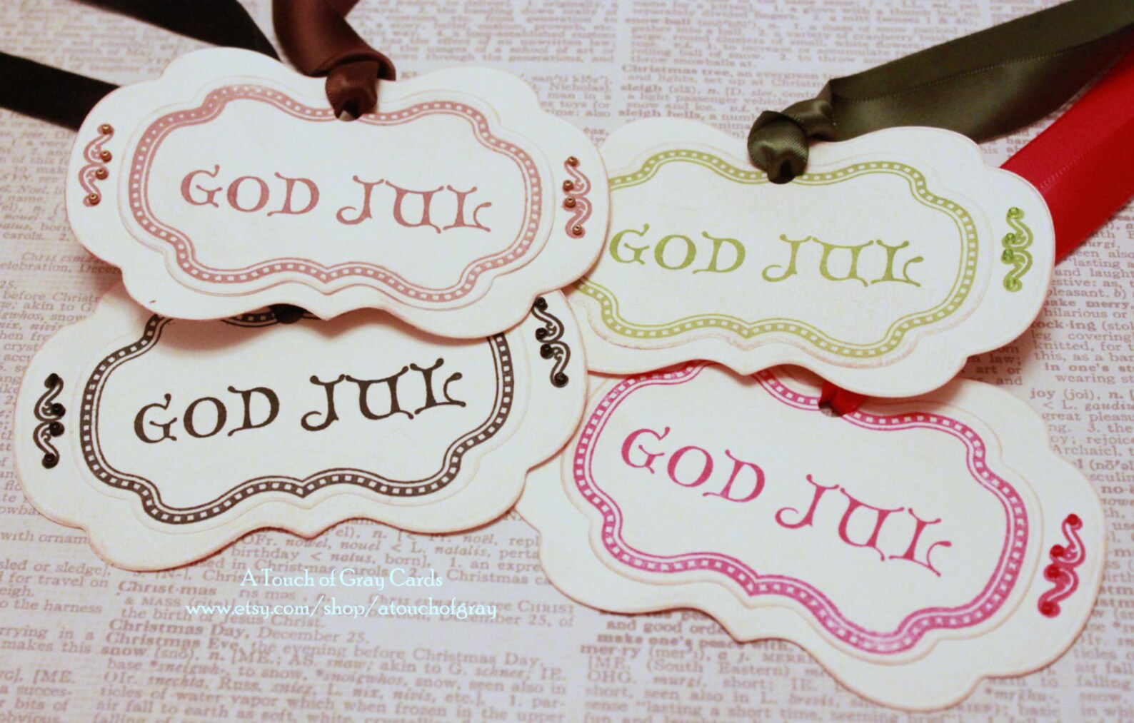 Christmas Tags (triple Layered) - God Jul - Handmade Norwegian ...