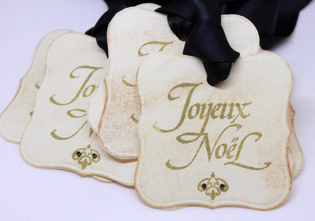 Christmas Tags (doubled Layered) - Joyeux Noel Merry Christmas French ...