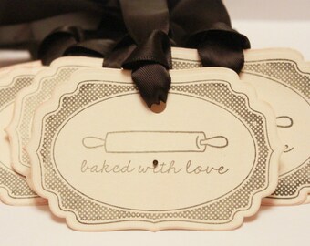 Baked With Love Food Label Tags double Layered Vintage | Etsy