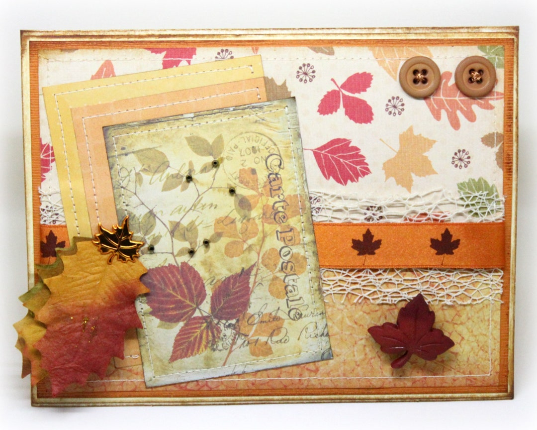 Handmade Thanksgiving Card - Rustic Fall Leaf Card - Blank Card ...