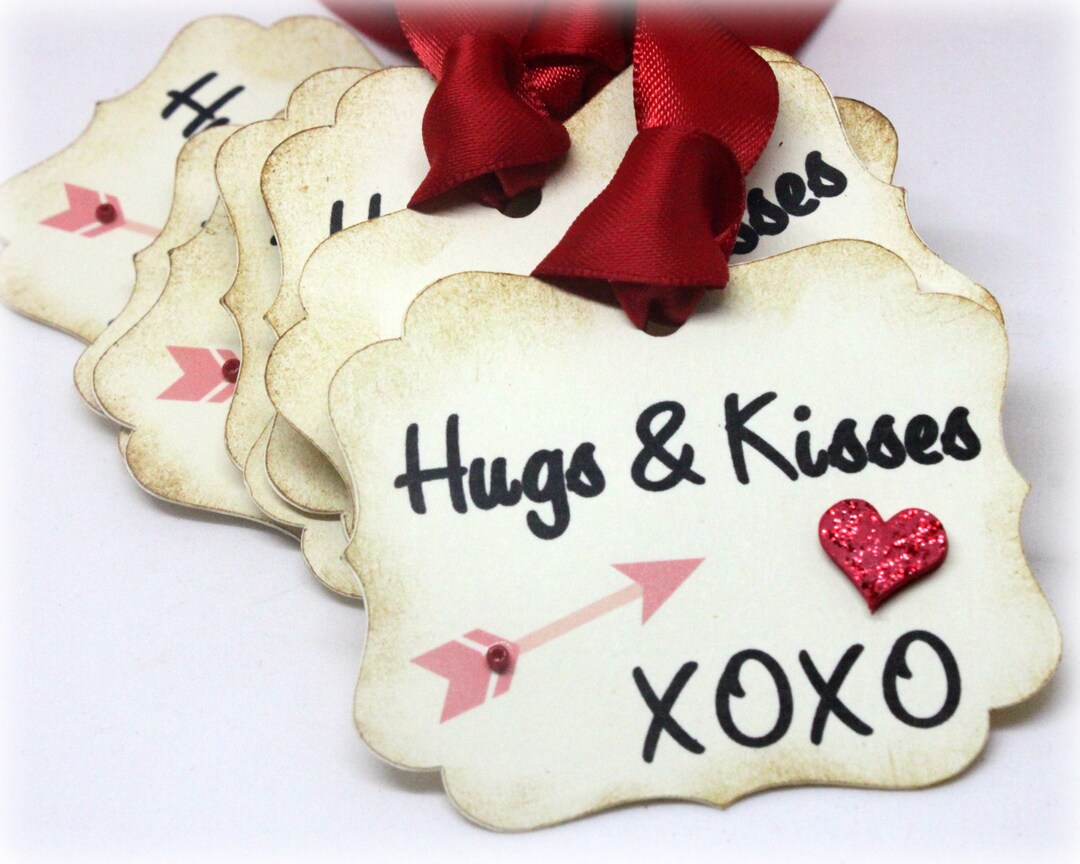 Valentine's Day Tags (double Layered) - Hugs and Kisses - Vintage Style ...