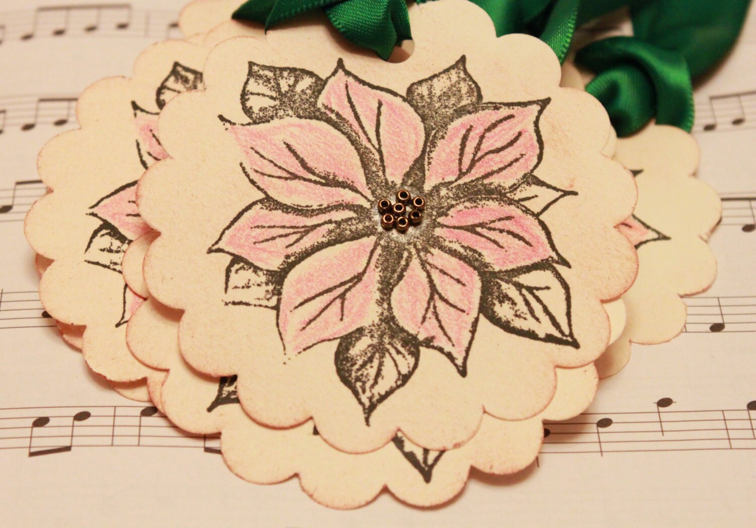 Christmas Tags doubled Layered Poinsettia Gift Tags - Etsy
