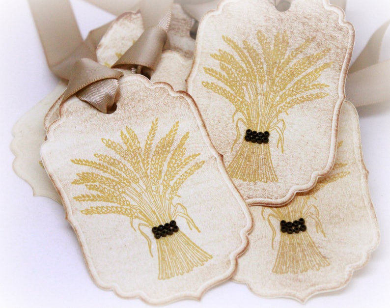 Rustic Inspired Fall Gift Tags double Layered Wheat Bale - Etsy
