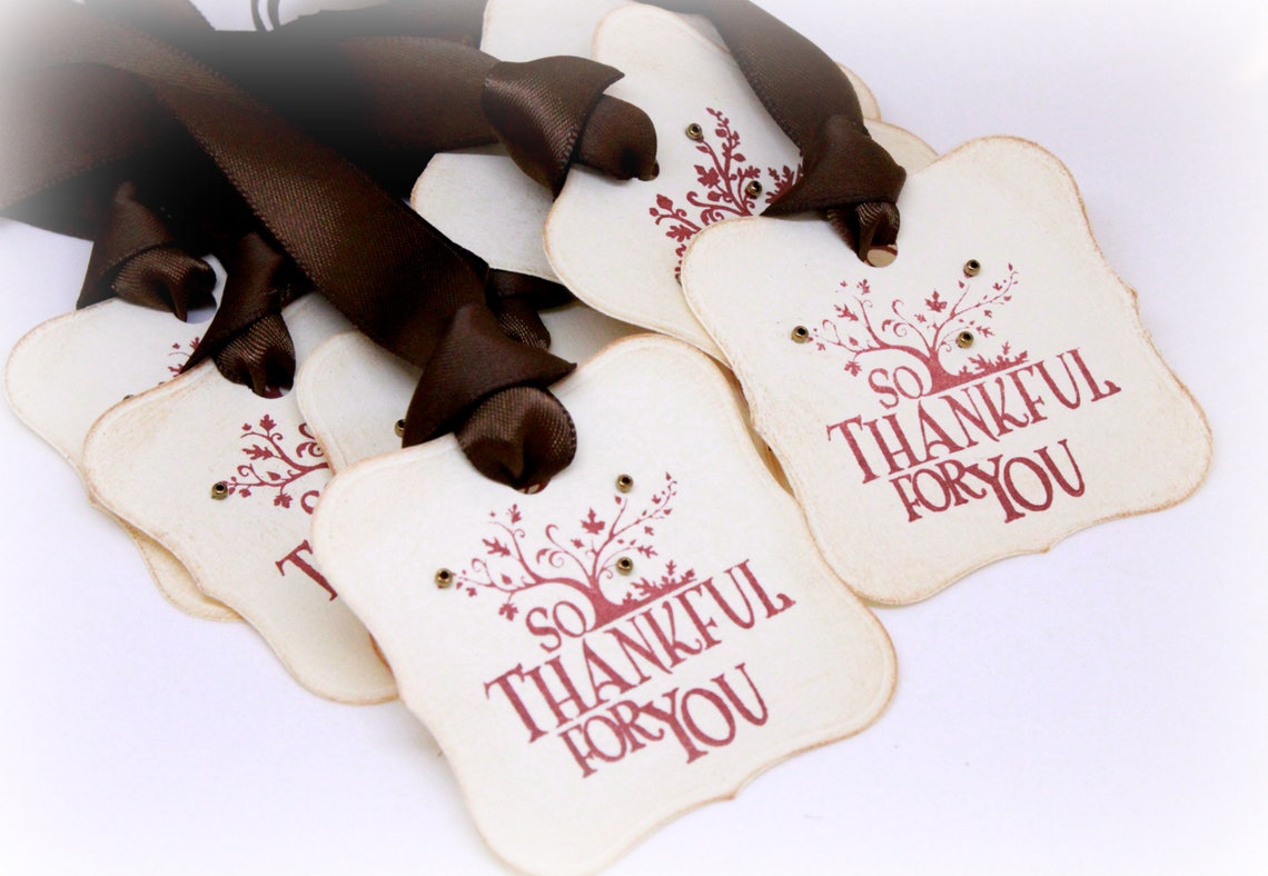 Vintage Inspired Gift Tags double Layered so Thankful for - Etsy