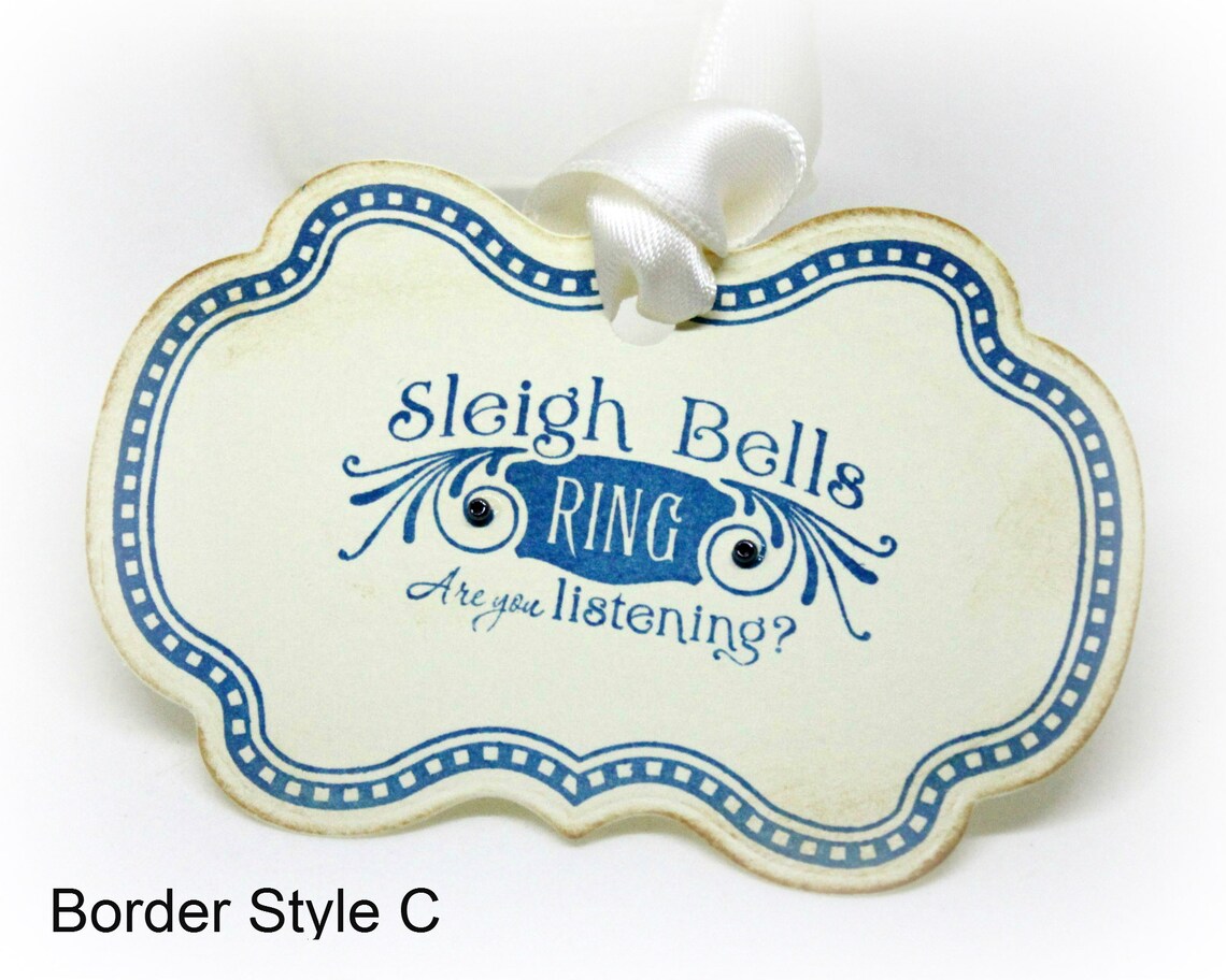 Christmas Gift Tags (doubled Layered) - Sleigh Bells - Vintage Winter ...