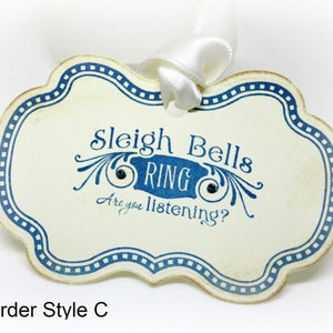 Christmas Gift Tags (doubled Layered) - Sleigh Bells - Vintage Winter ...