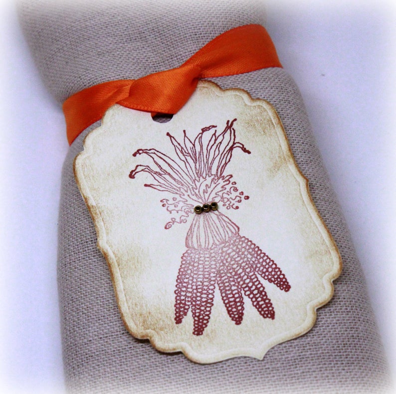 Thanksgiving Tags double Layered Harvest Corn Husk Vintage Inspired ...
