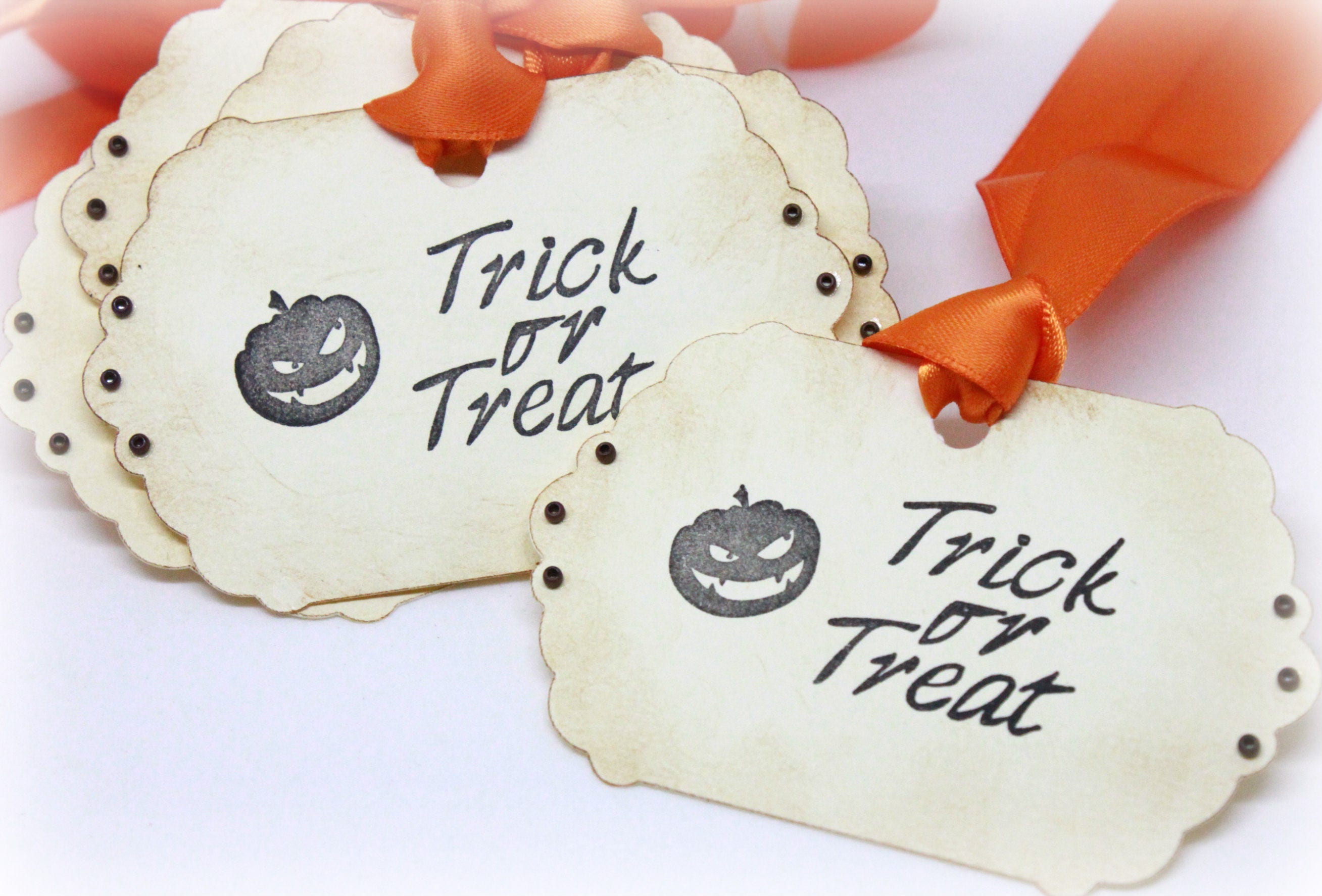 Halloween Gift Tags double Layered Trick or Treat Tags Pumpkin Tags ...