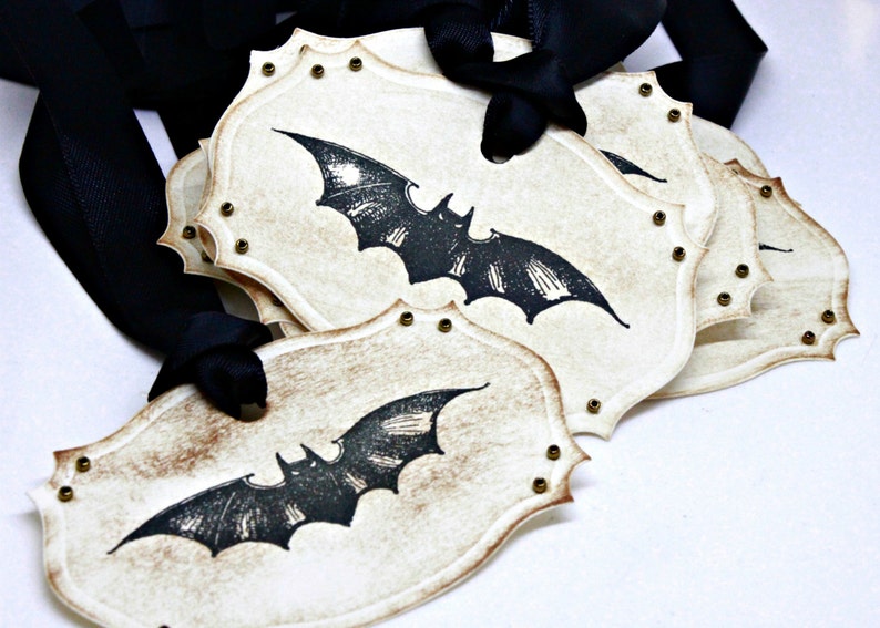 Halloween Gift Tags double Layered Vintage Flying Bat - Etsy