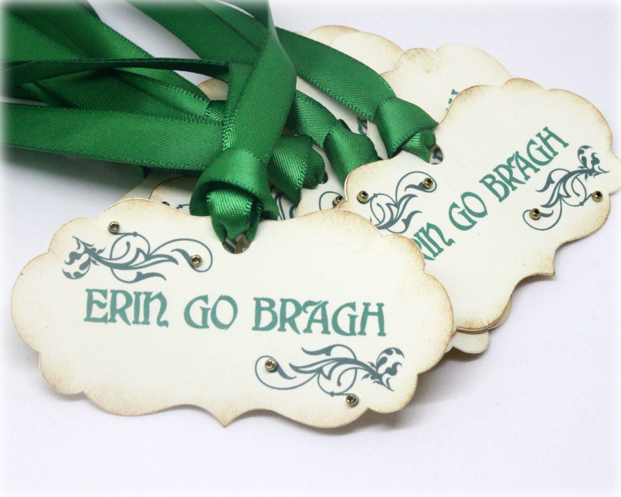 St Patrick's Day Gift Tags doubled Layered Erin Go Bragh Gaelic Labels ...