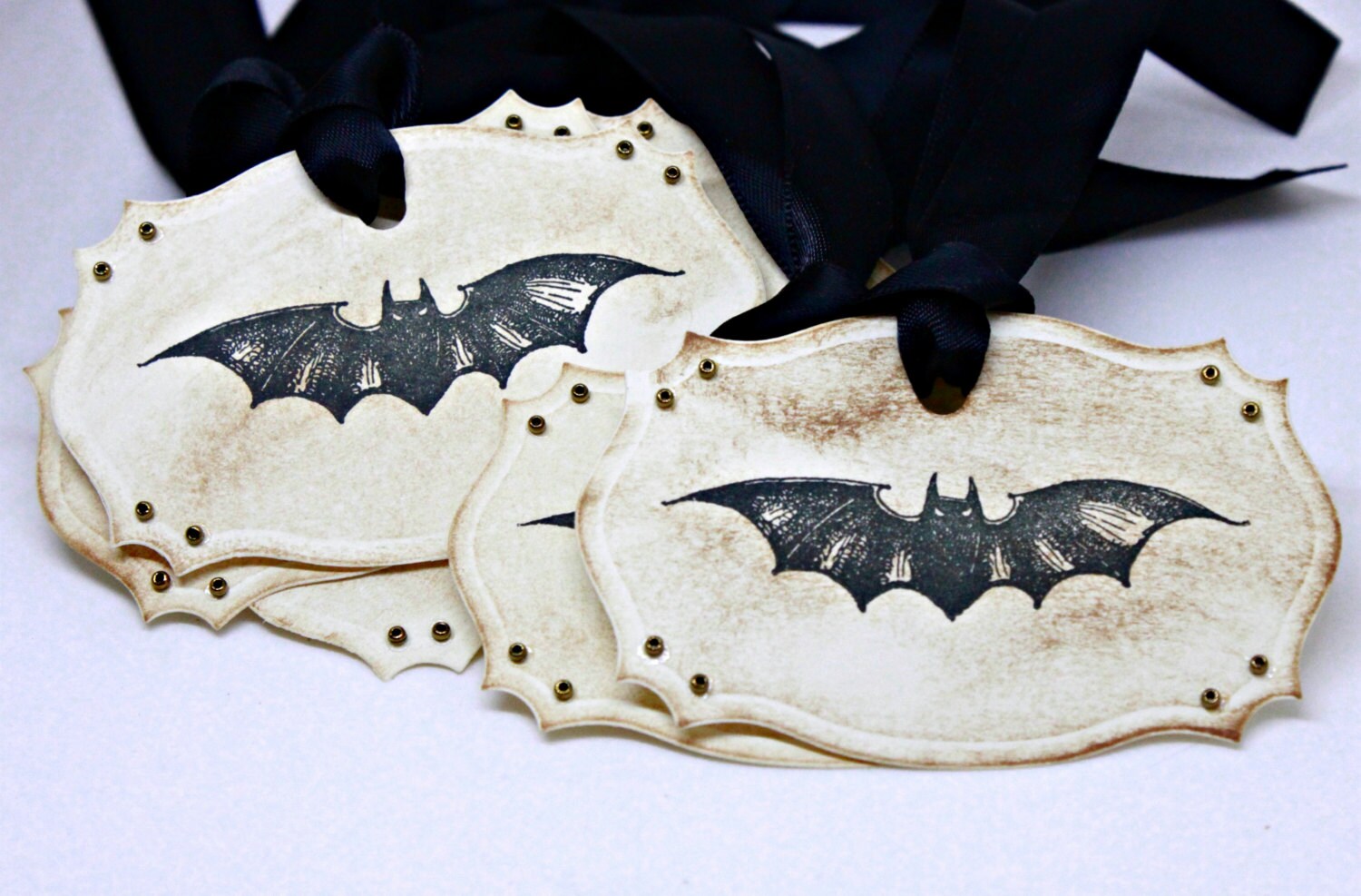Halloween Gift Tags double Layered Vintage Flying Bat - Etsy